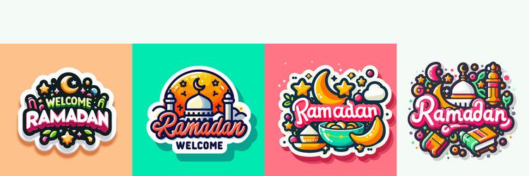 Islamic ramadan sticker template collection Vector Image