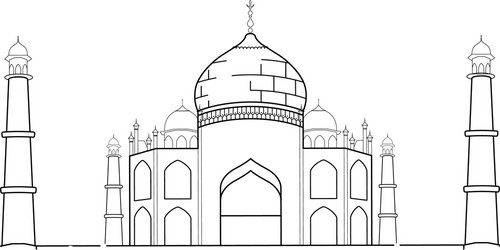 Taj mahal silhouette Royalty Free Vector Image