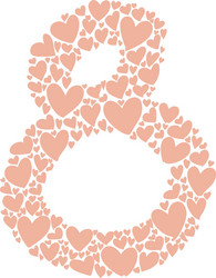 Hand-drawn heart-shaped colorful number Royalty Free Vector