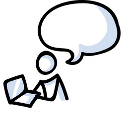 Hand drawn stick figure using laptop computer Vector Image