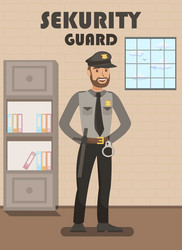 Security guard on mission poster template Vector Image