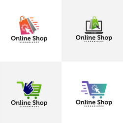Gifts shop logo online emblem three Royalty Free Vector