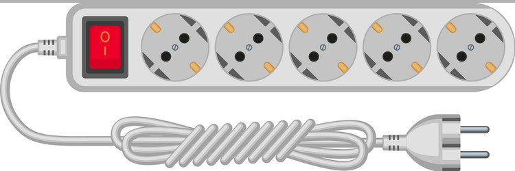 Cartoon gray plug in electric socket Royalty Free Vector
