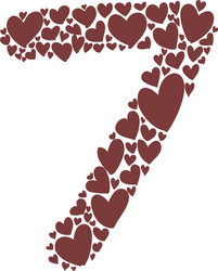 Hand-drawn heart-shaped colorful number Royalty Free Vector