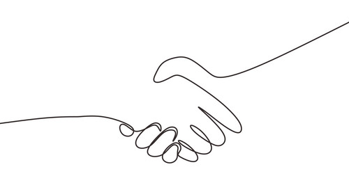 Partners shake hands isolated outline handshake Vector Image