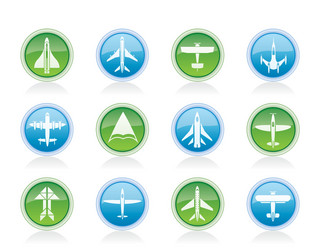 Different types of plane icons Royalty Free Vector Image