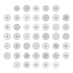 Icon set with compass rose Royalty Free Vector Image