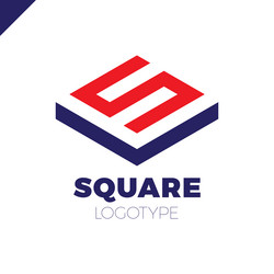 Letter s square negative space logo design element