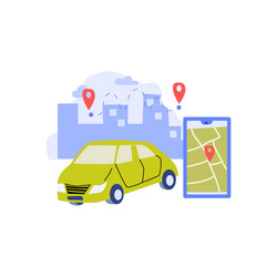 Automobile vehicle and mobille app with map Vector Image