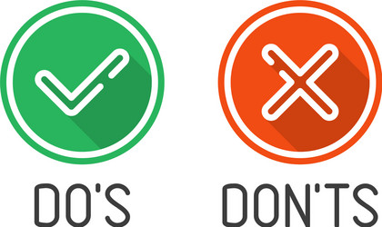 Green tick and red cross checkmarks line icons Vector Image