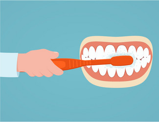Smiling tooth on hand Royalty Free Vector Image