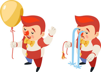 Sad boy holding bursting balloon Royalty Free Vector Image