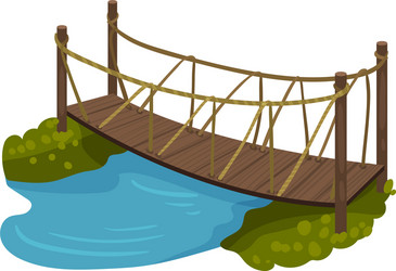 Bridge made of tree logs small timber footbridge Vector Image