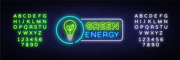 Green energy neon sign eco design Royalty Free Vector Image