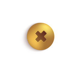 Head gold metal screw and bolt top view Royalty Free Vector