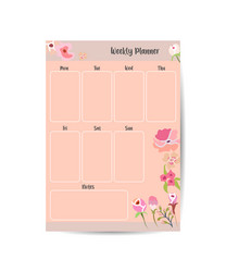 Cute weekly planner template elegant floral Vector Image