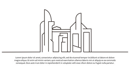 Continuous line design of future building Vector Image