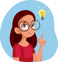 Clever school girl having a bright idea cartoon Vector Image