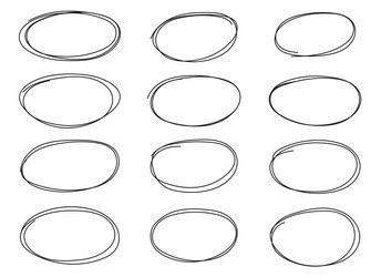 Hand drawn circle highlighting set isolated Vector Image