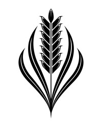 Silhouette rice plant symbol Royalty Free Vector Image