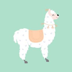 Isolated outline cartoon baby llama Royalty Free Vector