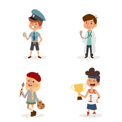 Cartoon profession kids children set Royalty Free Vector