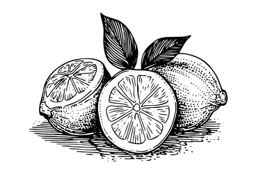 Hand drawn ink sketch of lemon Royalty Free Vector Image