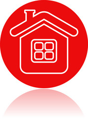 Home icon red round sign with a building Vector Image
