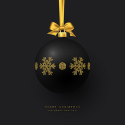 Realistic christmas black bauble Royalty Free Vector Image