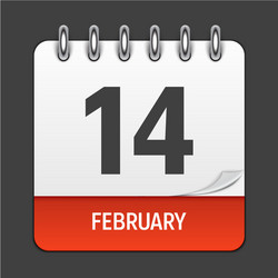 February 14 calendar daily icon Royalty Free Vector Image