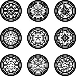 Car wheel set rims icons Royalty Free Vector Image
