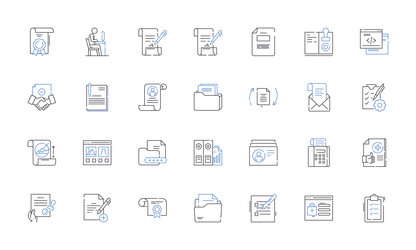 Blueprint blueprinting line icons collection Vector Image
