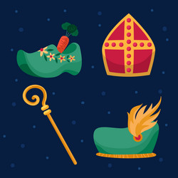 Hand drawn sinterklaas design elements set Vector Image