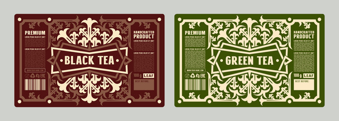 Template decorative label for green tea Royalty Free Vector