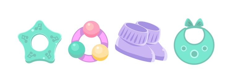 Babyhood object and different childhood items Vector Image