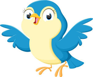 Cartoon blue bird singing on white background Vector Image