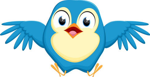Cute blue bird cartoon Royalty Free Vector Image