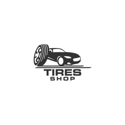 Tires shop logo design template silhouette tire Vector Image