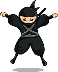 Black ninja cartoon jump Royalty Free Vector Image