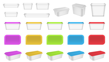 Set realistic plastic container packaging Vector Image