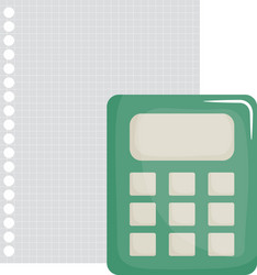Sheet notebook paper with calculator Royalty Free Vector