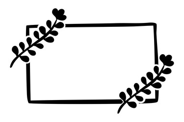 Floral simple black border rectangle sketch Vector Image