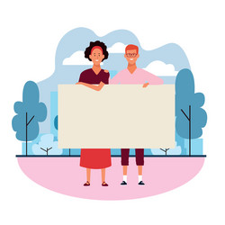 People with posters Royalty Free Vector Image - VectorStock
