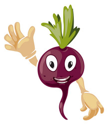 Cute funny cartoon beet character Royalty Free Vector Image
