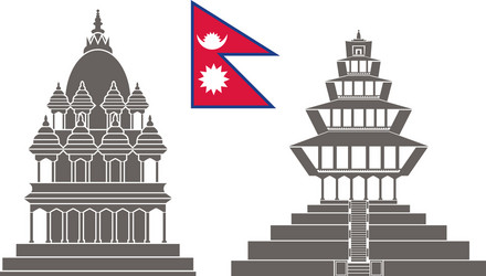 Landmarks of nepal temples durbar square Vector Image