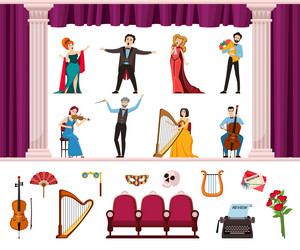 Opera singers cartoon characters of music band Vector Image