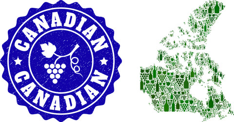 Collage of grape wine map canada Royalty Free Vector Image