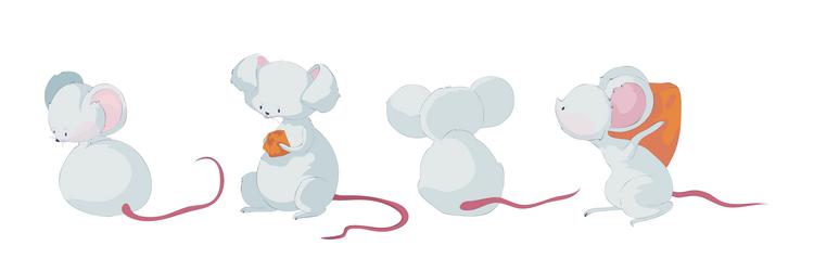 Funny white mouse character with long pink tail Vector Image