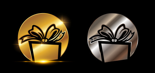 Golden surprise gift box Royalty Free Vector Image