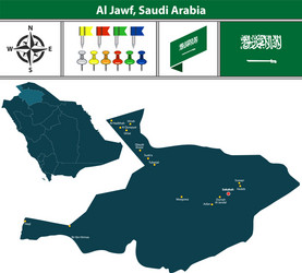 Saudi arabia map labelled black Royalty Free Vector Image